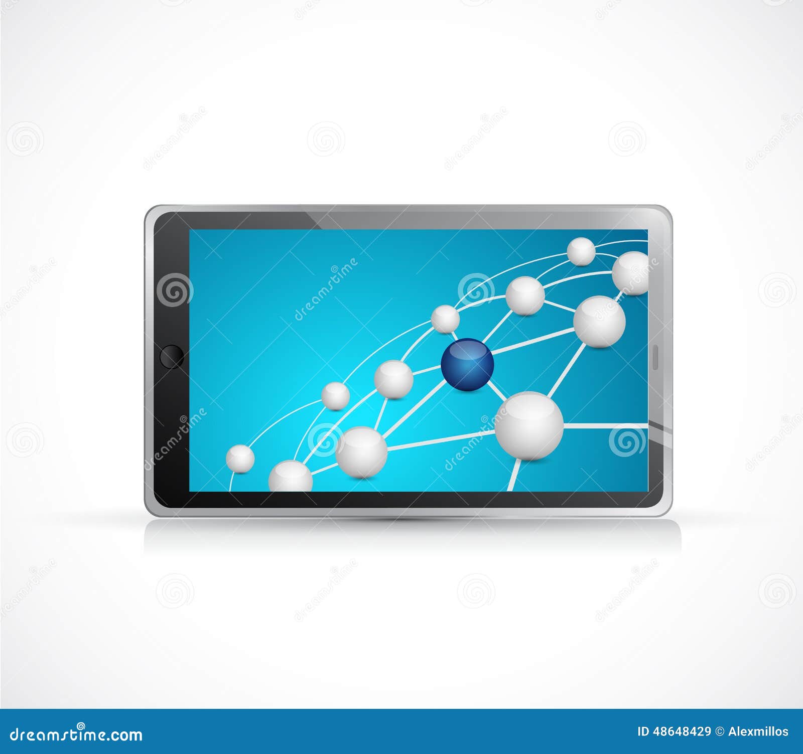 Sphere Link and Connections Network on a Tablet Stock Illustration ...