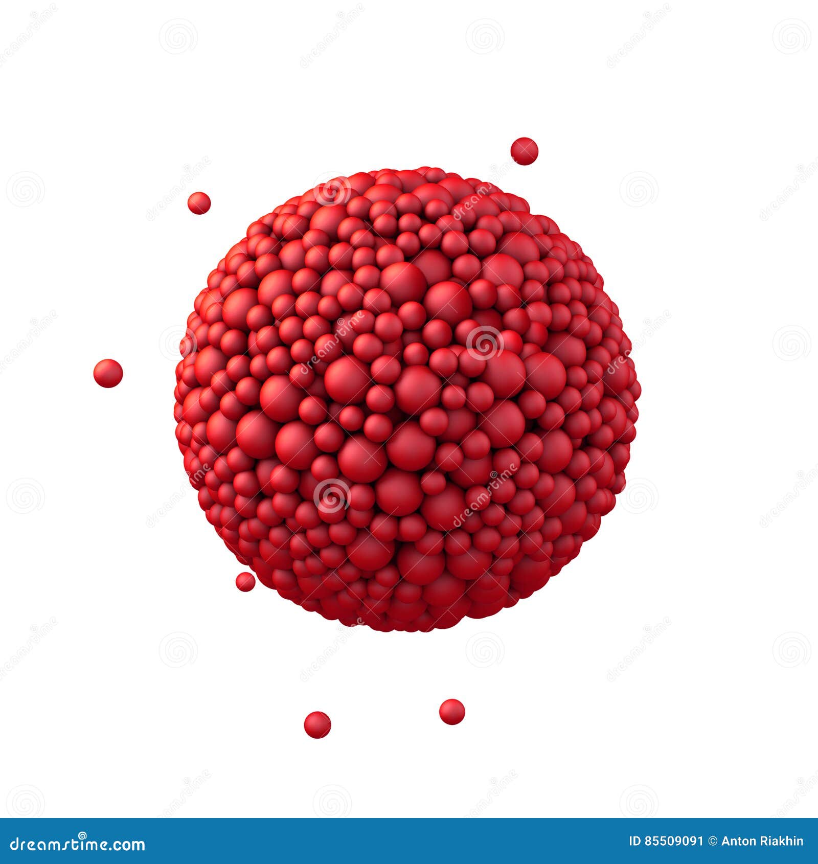 Sphere Made of Plastic Beads, Red Bubbles, 3d Render Stock Illustration ...