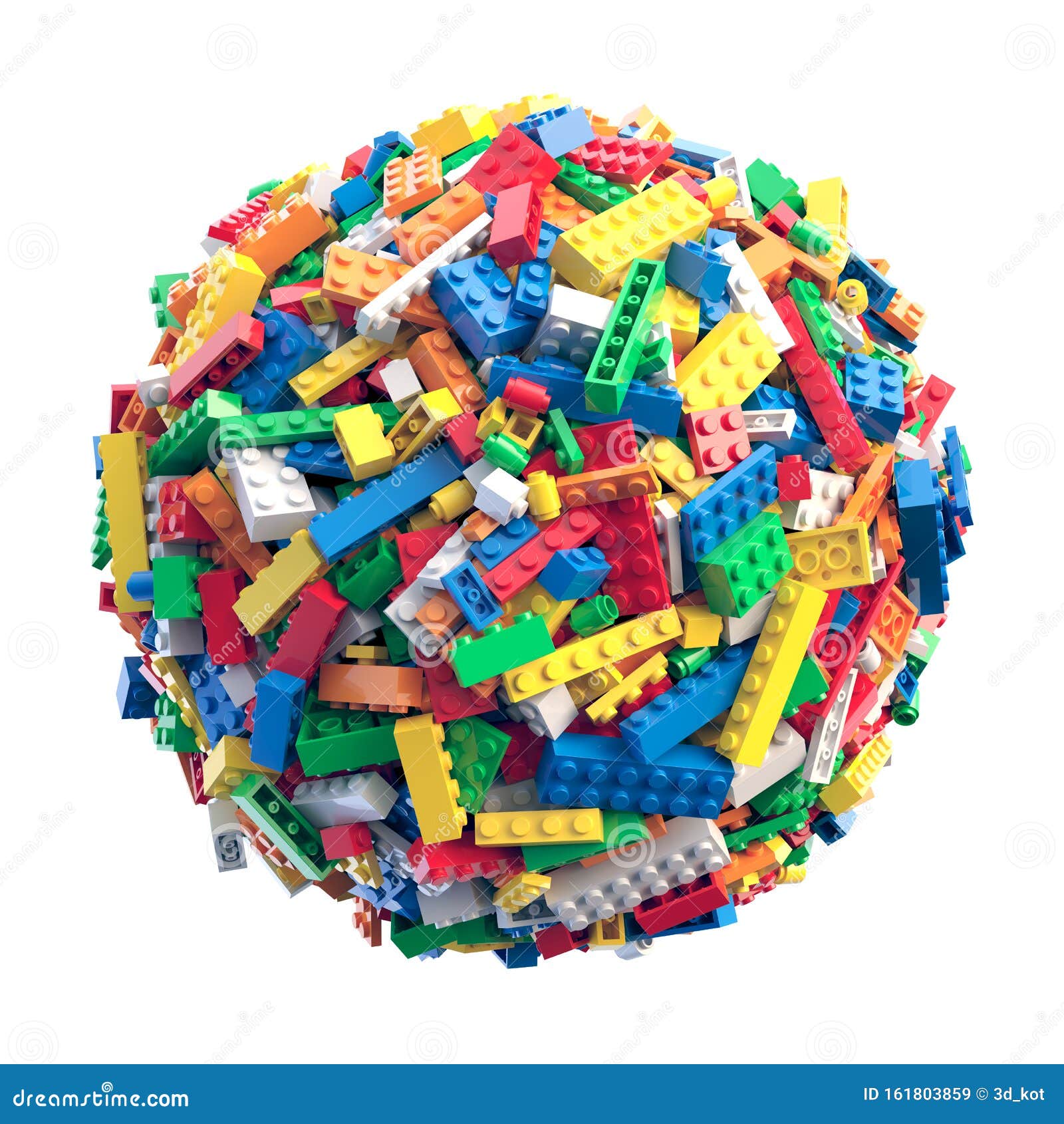 Sphere Made of Random Colored Toy Bricks Stock Illustration ...