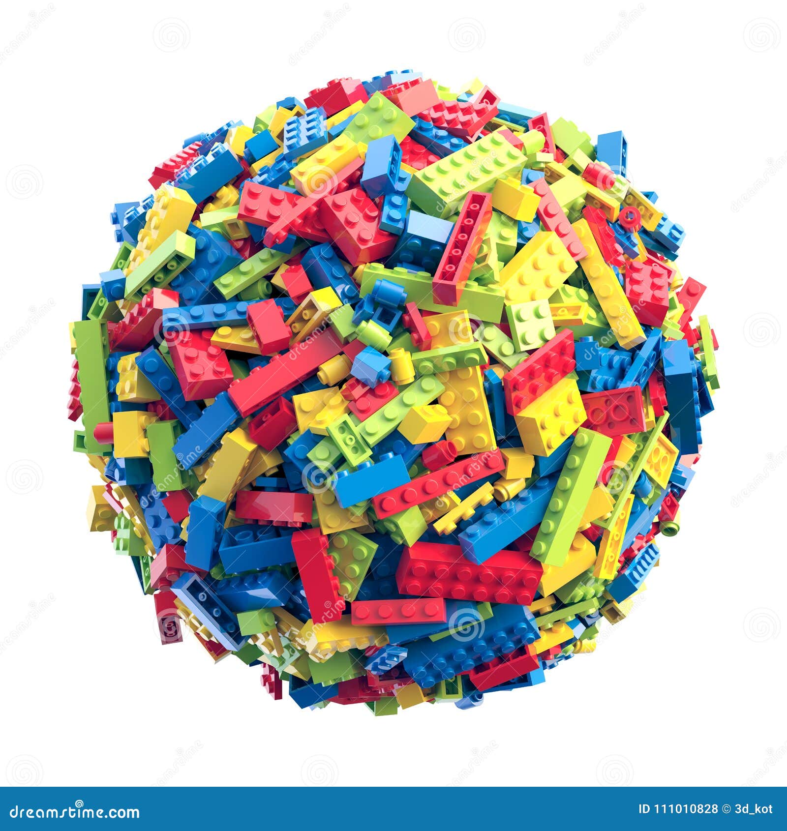 Sphere Made of Random Colored Toy Bricks Stock Illustration ...