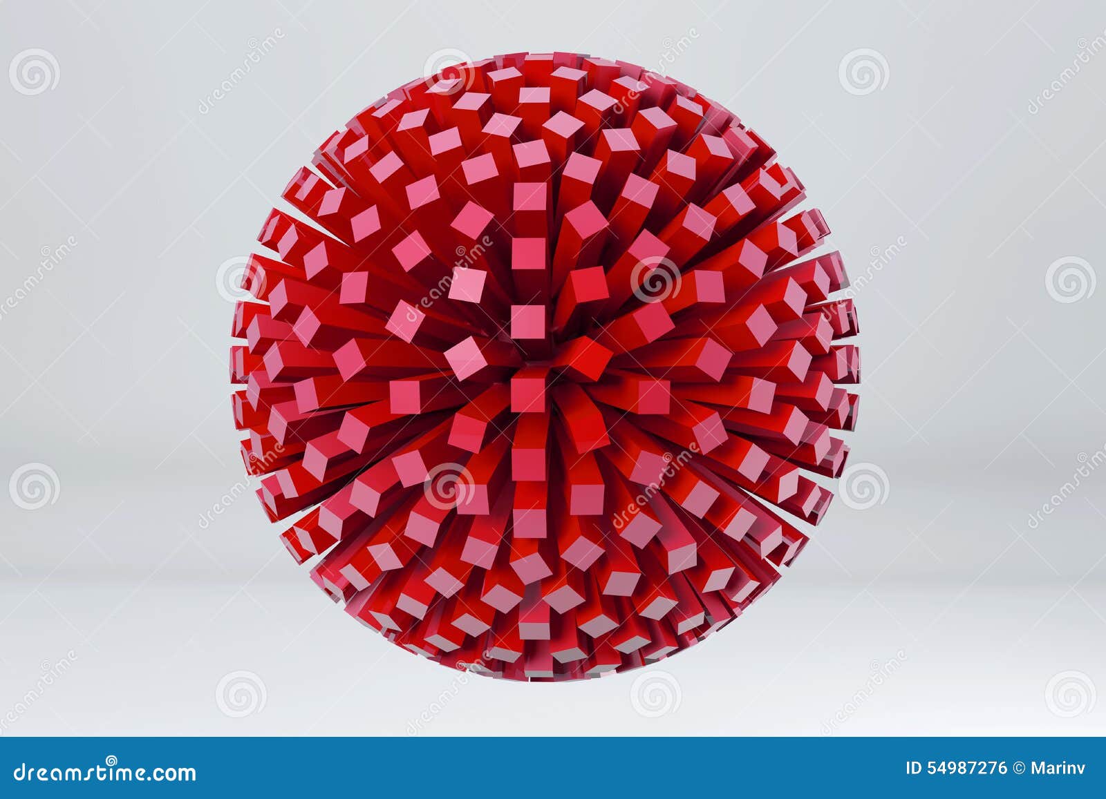 Sphere Made of Red Cubes. 3D Render Image. Stock Illustration ...
