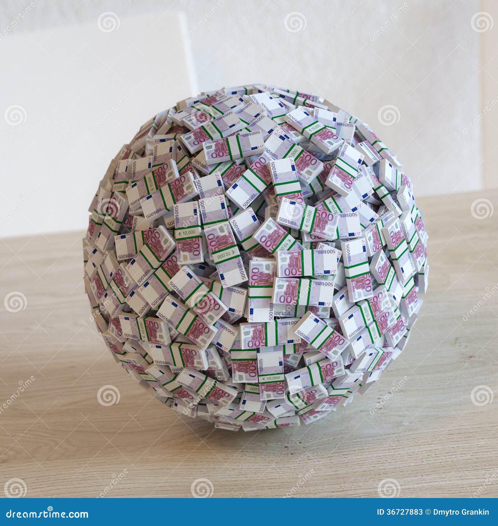 Sphere Made Up of 500 Euro Money. Stock Image - Image of equity ...