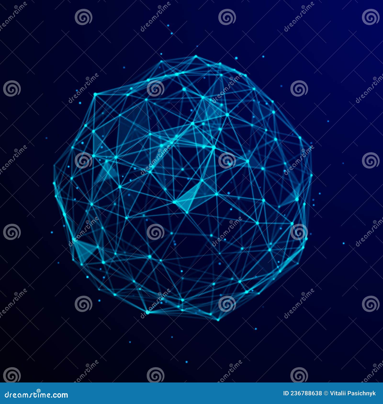 Sphere Made Up of Points and Lines. Network Connection Structure. Big ...