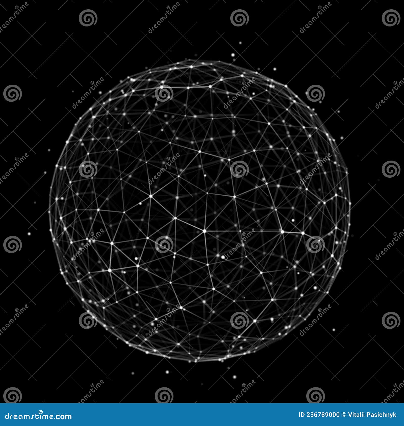 Sphere Made Up of Points and Lines. Network Connection Structure. Big ...