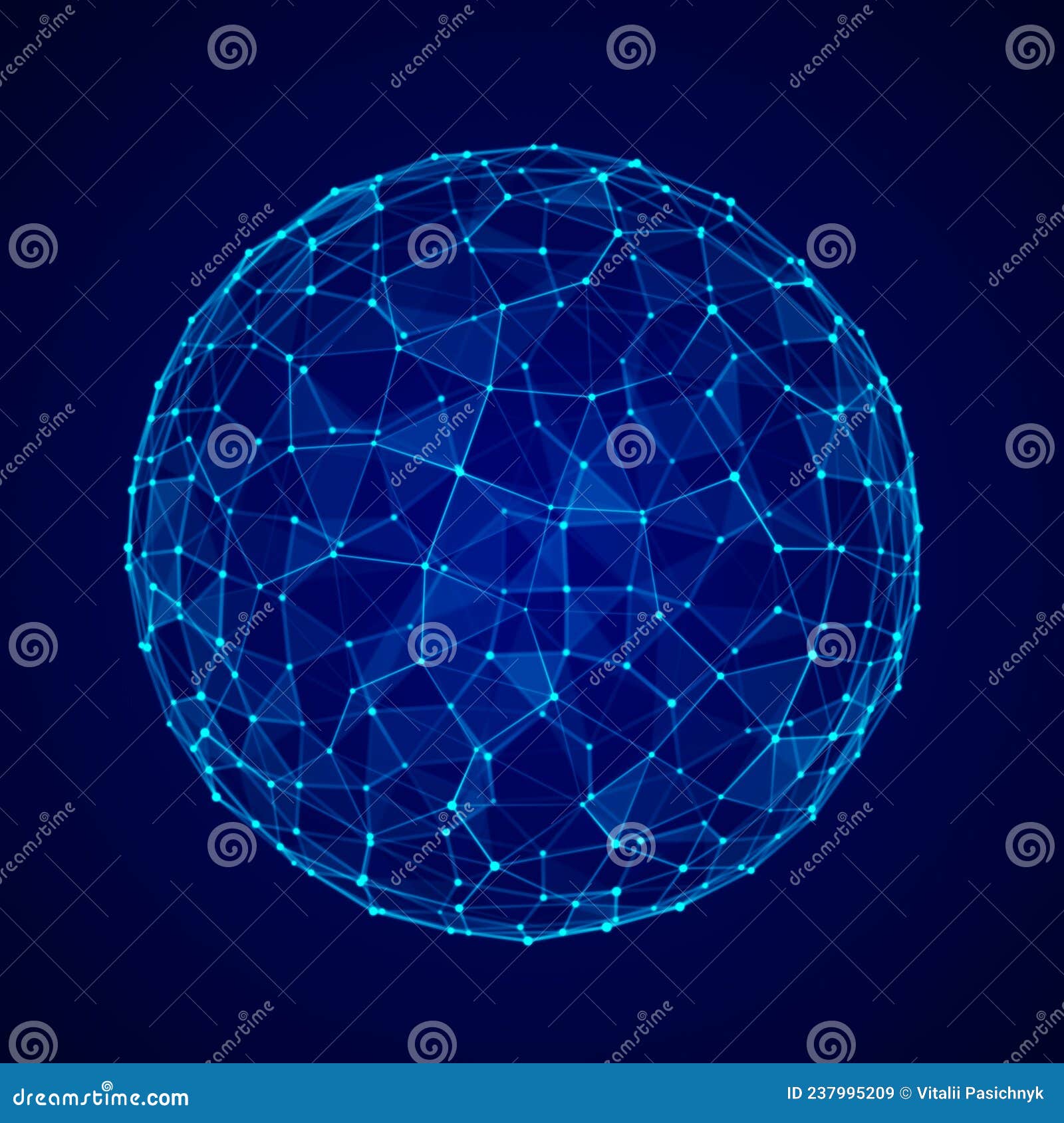 Sphere Made Up of Points and Lines. Network Connection Structure. Big Data Visualization. 3D ...