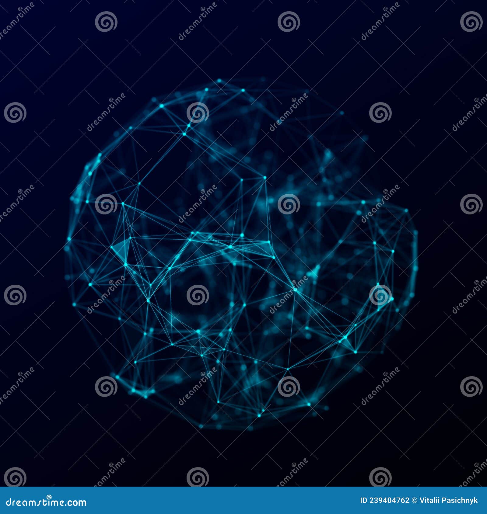 Sphere Made Up of Points and Lines. Network Connection Structure. Big Data Visualization. 3D ...