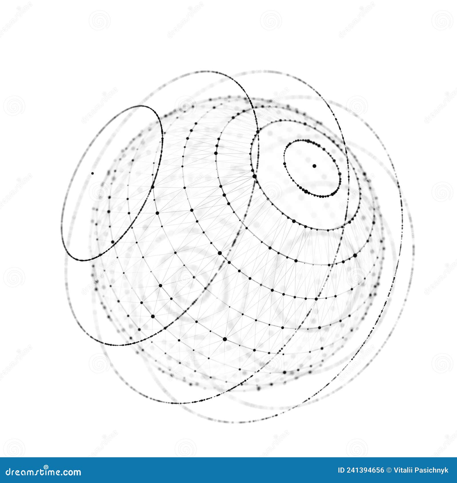 Sphere Made Up of Points and Lines. Network Connection Structure. Big Data Visualization. 3D ...