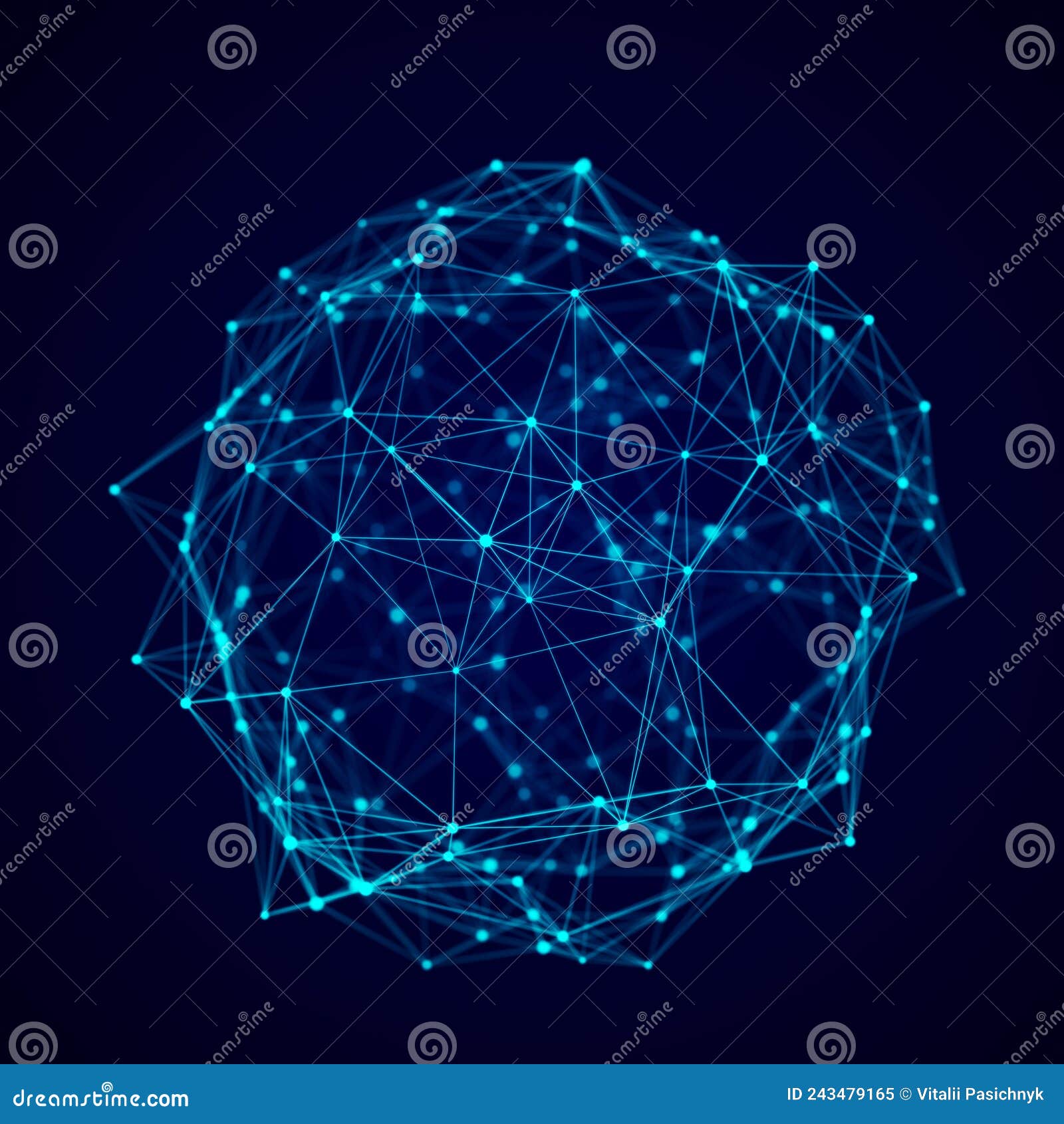 Sphere Made Up of Points and Lines. Network Connection Structure. Big Data Visualization. 3D ...