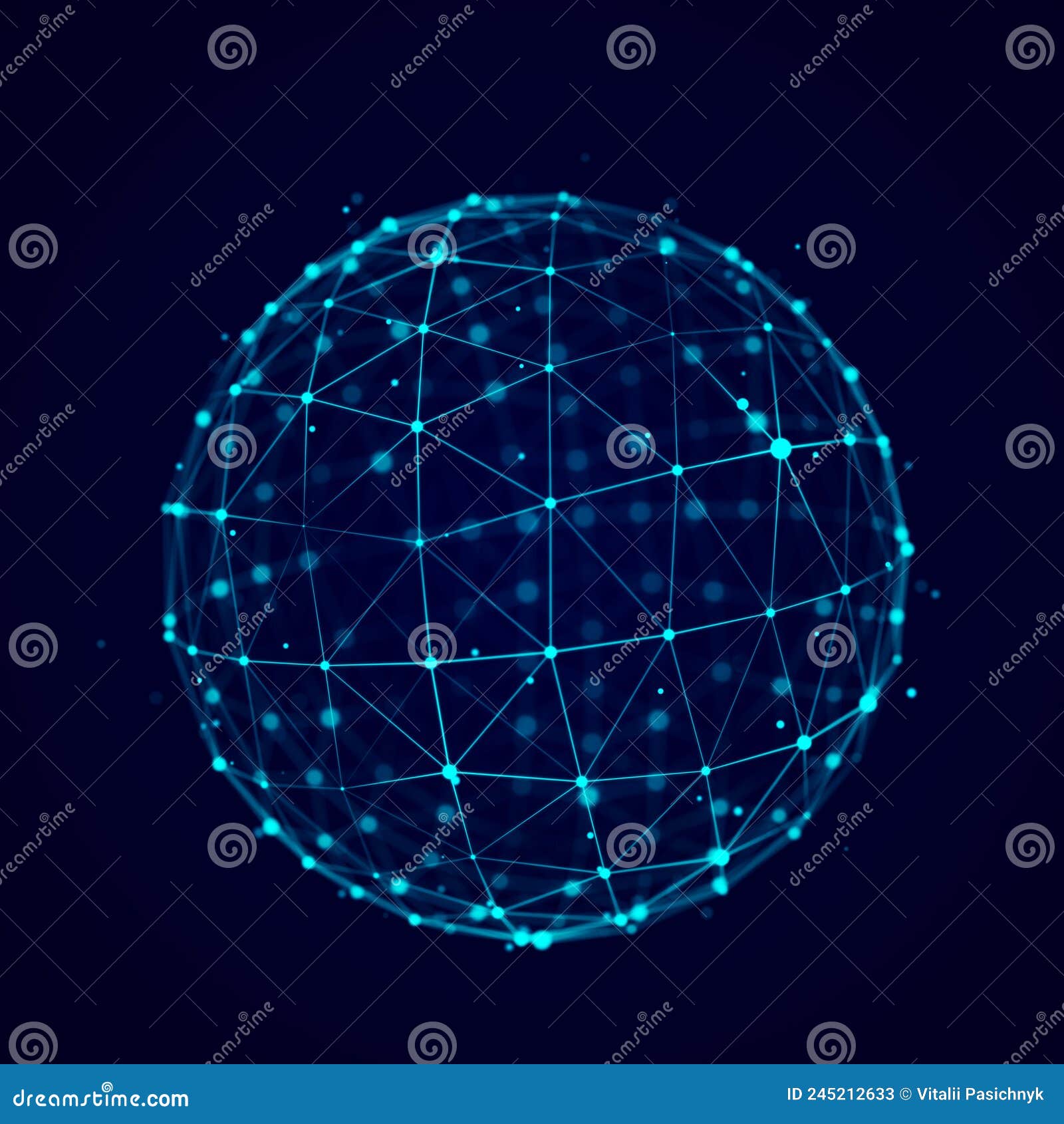 Sphere Made Up of Points and Lines. Network Connection Structure. Big ...