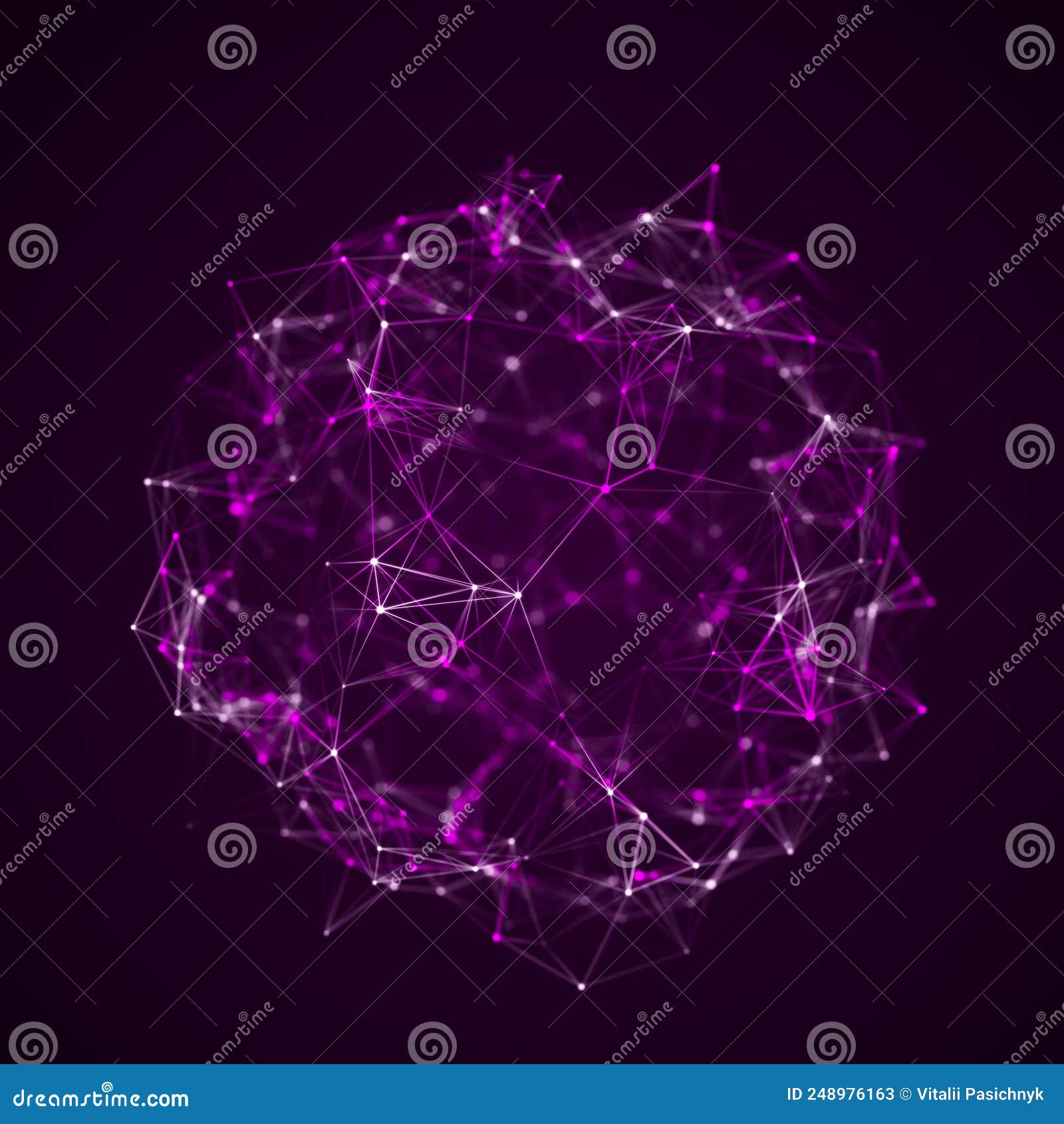 Sphere Made Up of Points and Lines. Network Connection Structure. Big ...