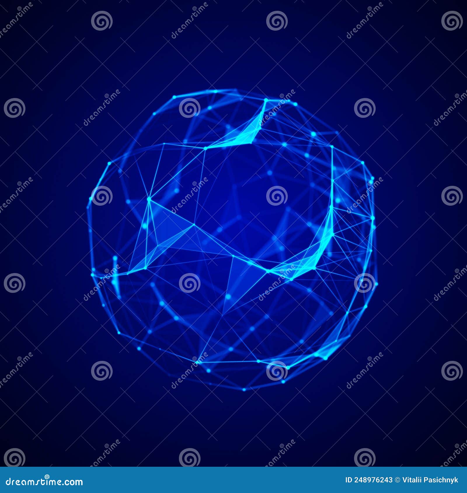 Sphere Made Up of Points and Lines. Network Connection Structure. Big ...