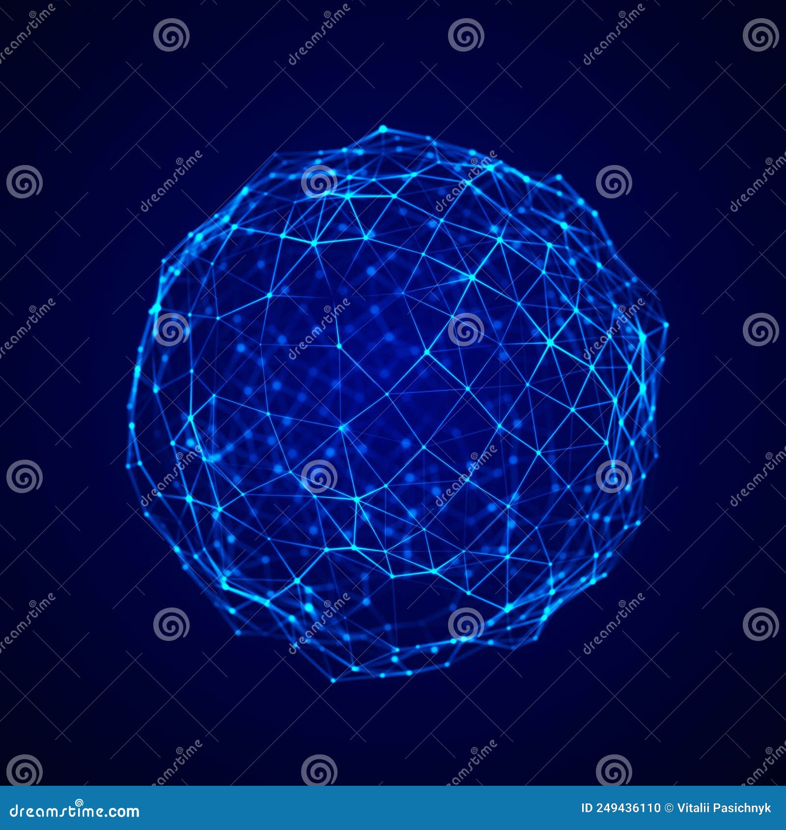 Sphere Made Up of Points and Lines. Network Connection Structure. Big ...