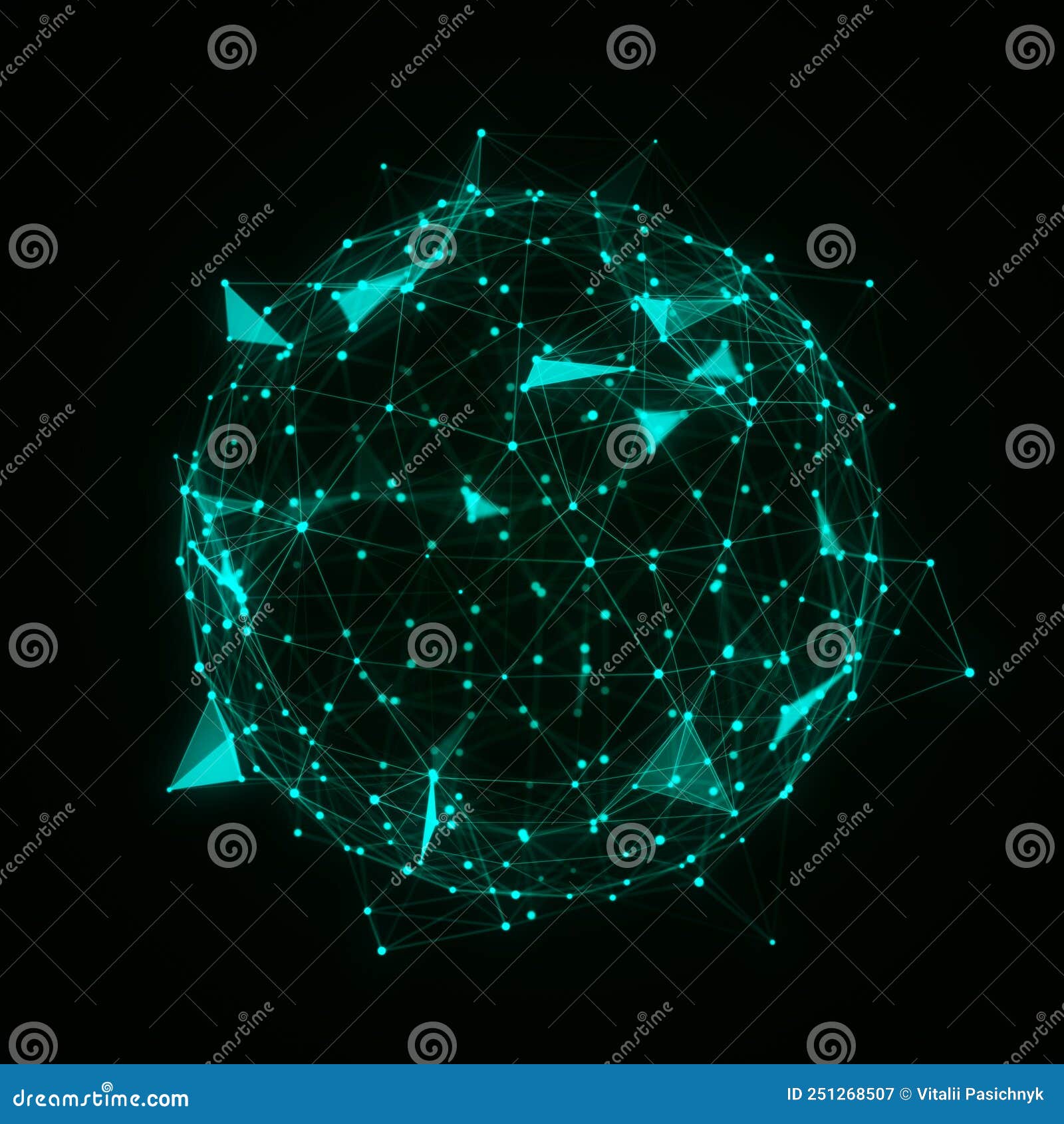 Sphere Made Up of Points and Lines. Network Connection Structure. Big Data Visualization. 3D ...