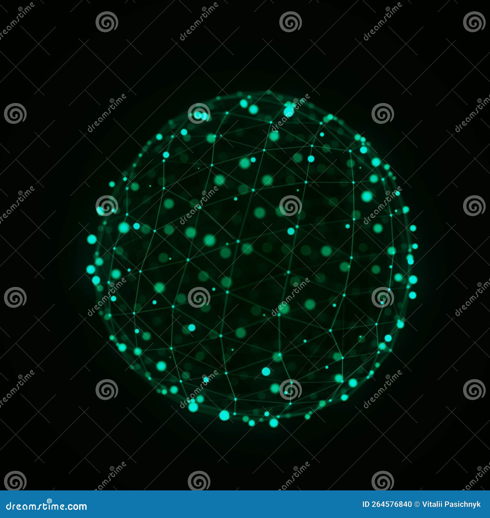 Sphere Made Up of Points and Lines. Network Connection Structure. Big Data Visualization. 3D ...