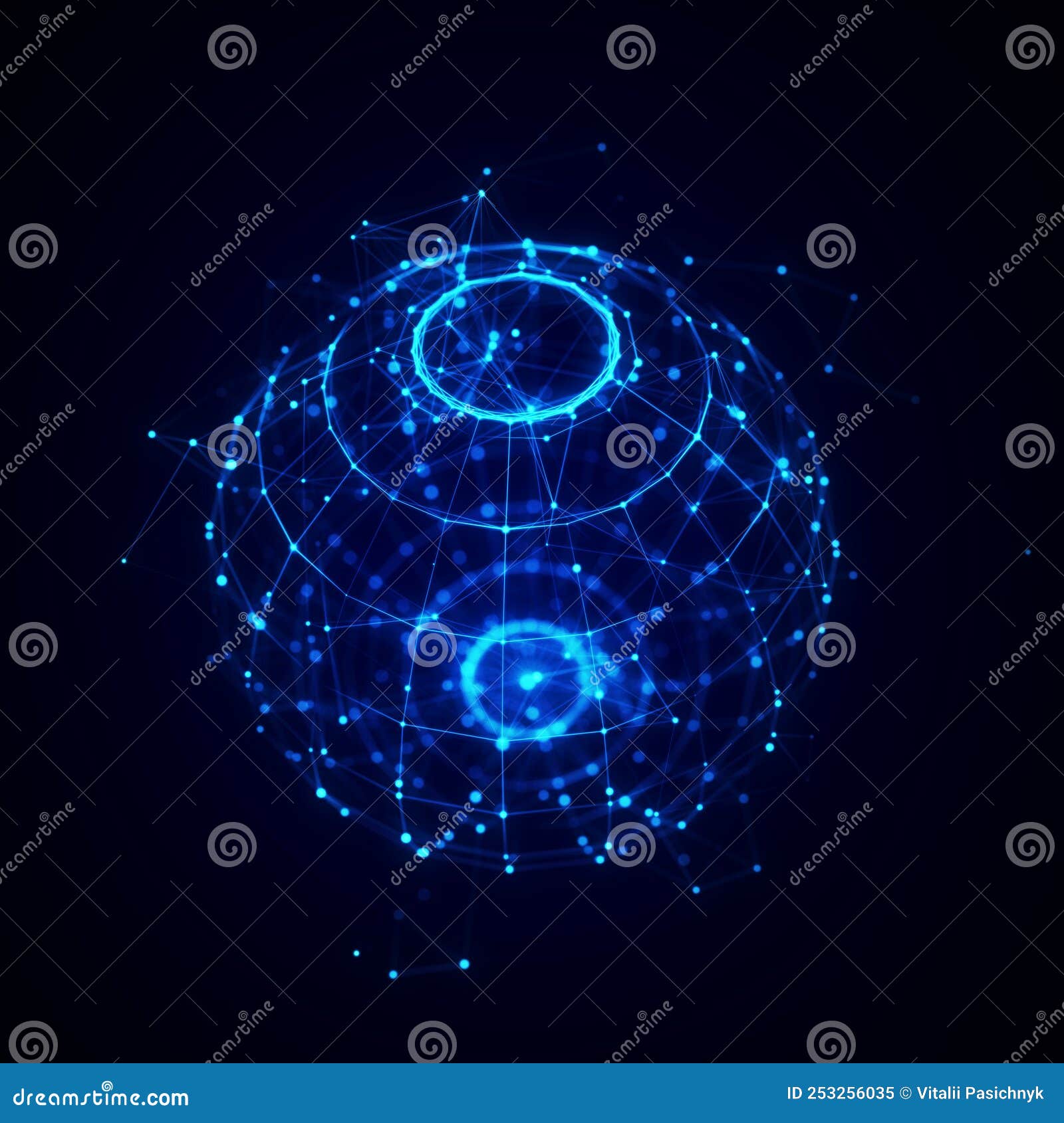 Sphere Made Up of Points and Lines. Network Connection Structure. Big ...