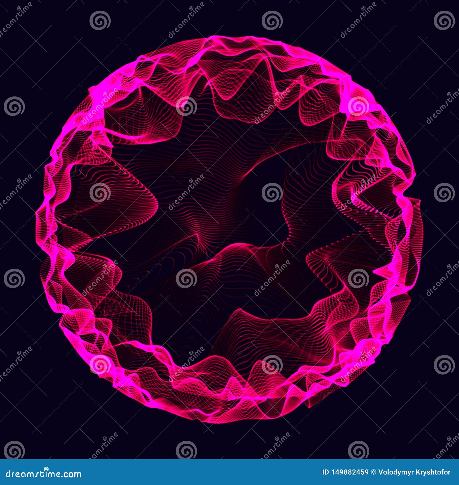 Sphere of Multiple Points. Abstract Wormhole. 3D Rendering Stock ...