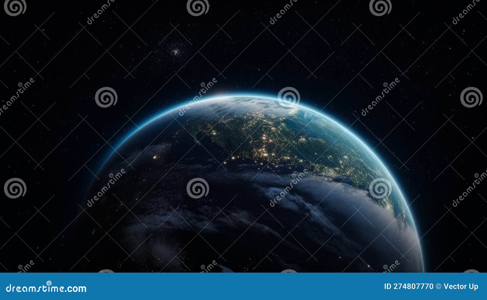 Sphere of the Night Planet Earth in Outer Space. Generative AI Stock ...