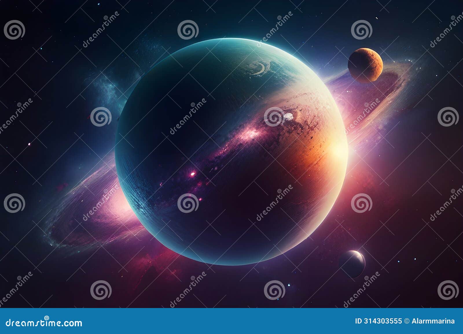 Sphere of a Night Planet in Outer Space. Element of the Solar System ...