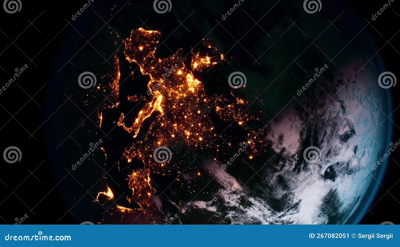 Sphere of Nightly Earth Planet in Outer Space Stock Video - Video of ...