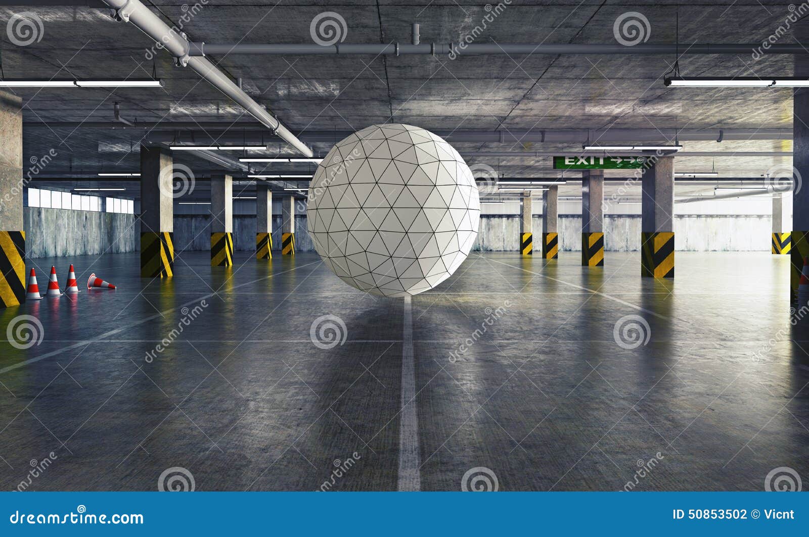 Sphere in the parking stock illustration. Illustration of game - 50853502