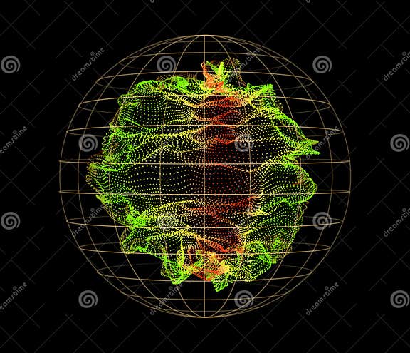 Sphere from Particles Wave Nodes. 3d Sea Flow Stock Illustration ...