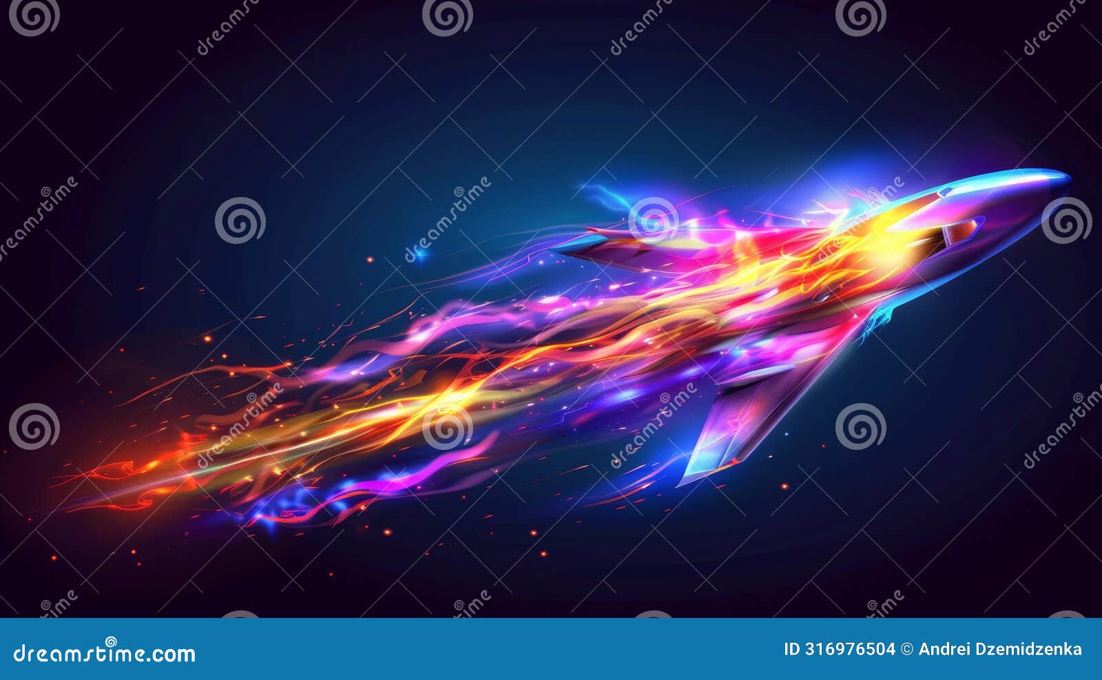 Sphere Plane or Rocket Takeoff Explosion Contrail. Round Plane Flying ...