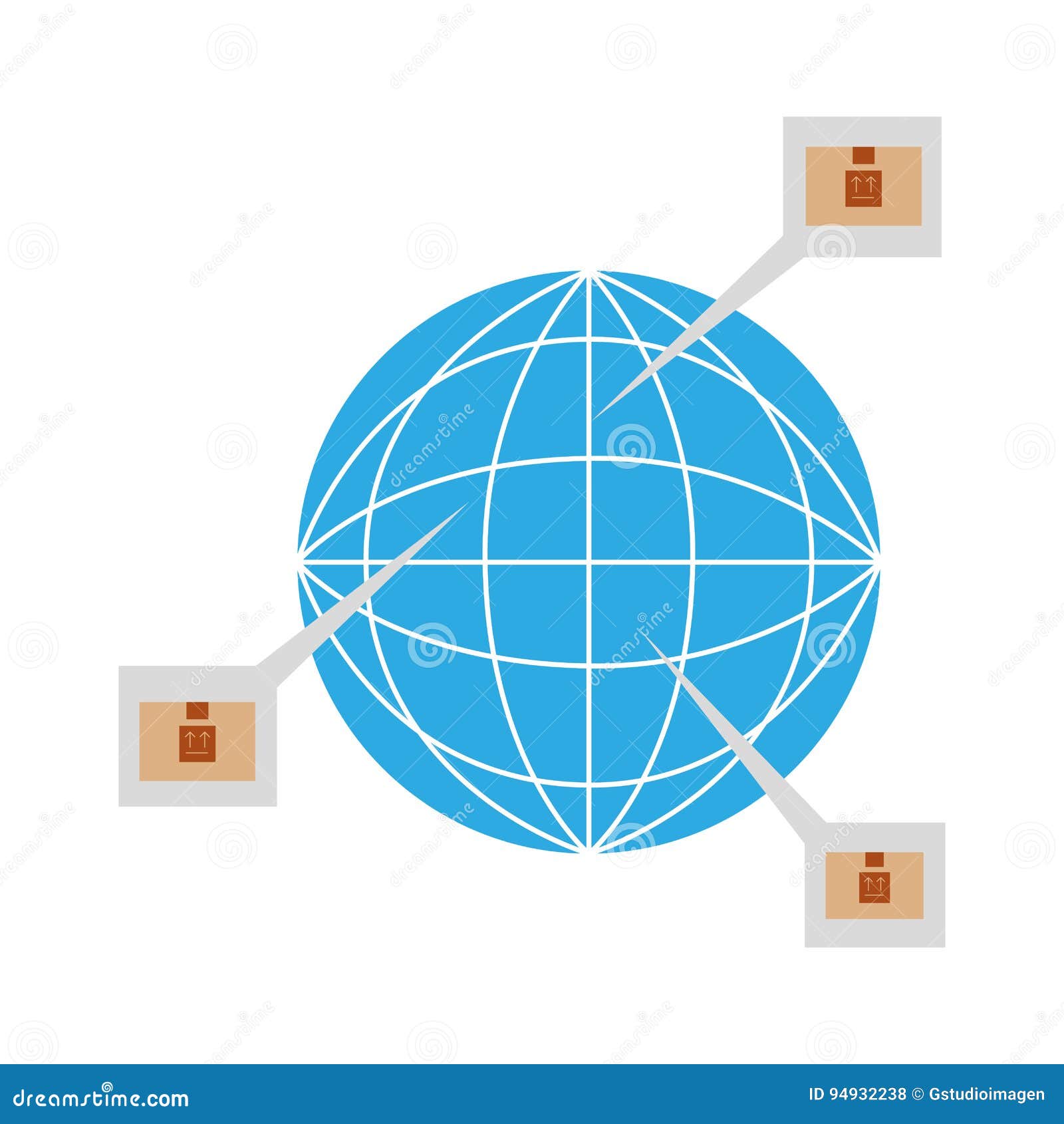 Sphere planet with boxes stock vector. Illustration of planet - 94932238