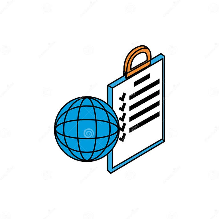 Sphere Planet Browser with Checklist Stock Illustration - Illustration ...