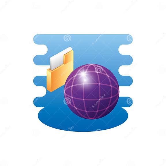 Sphere Planet Browser with Folder Stock Illustration - Illustration of ...