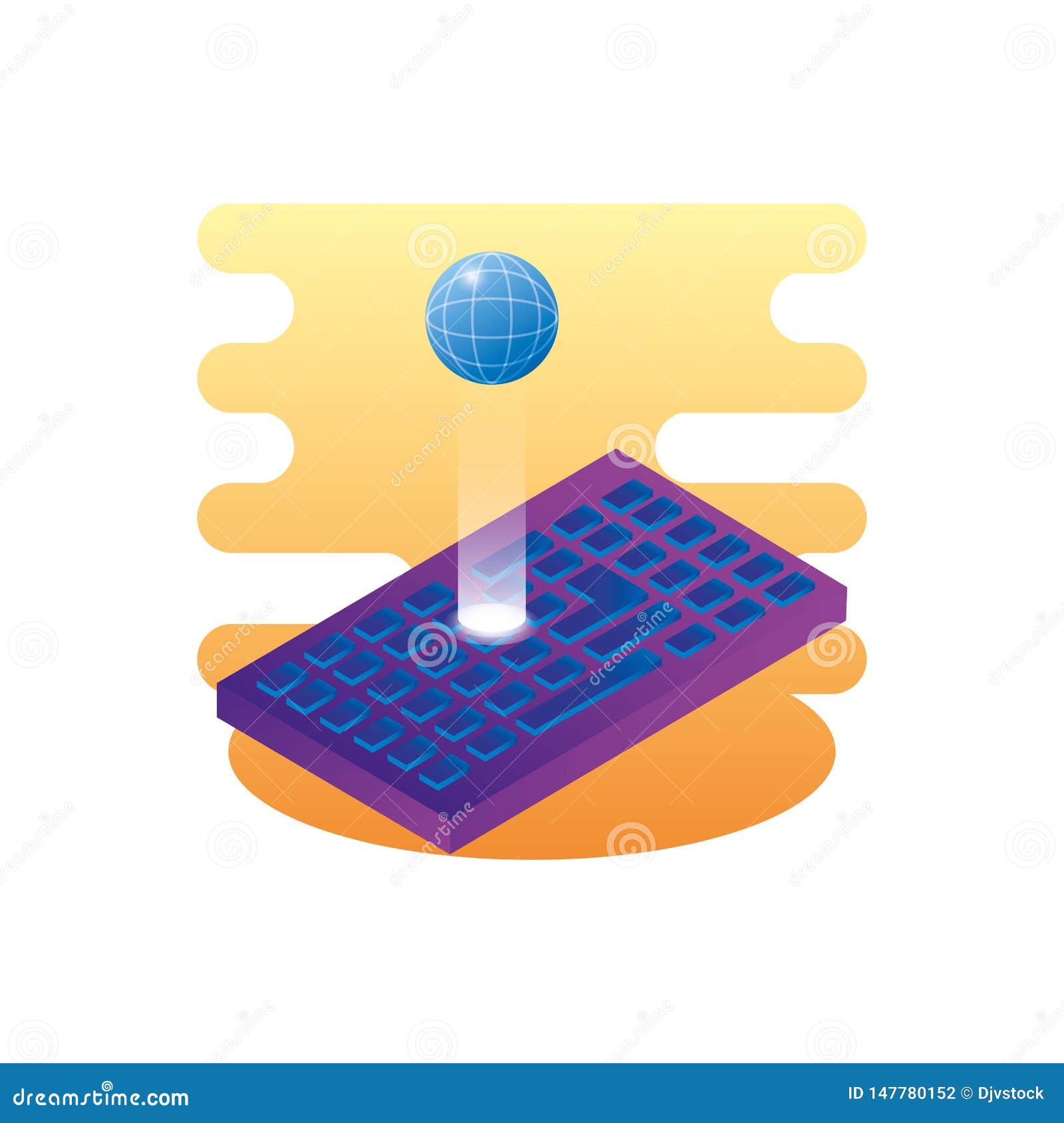Sphere Planet Browser with Keyboard Stock Illustration - Illustration ...