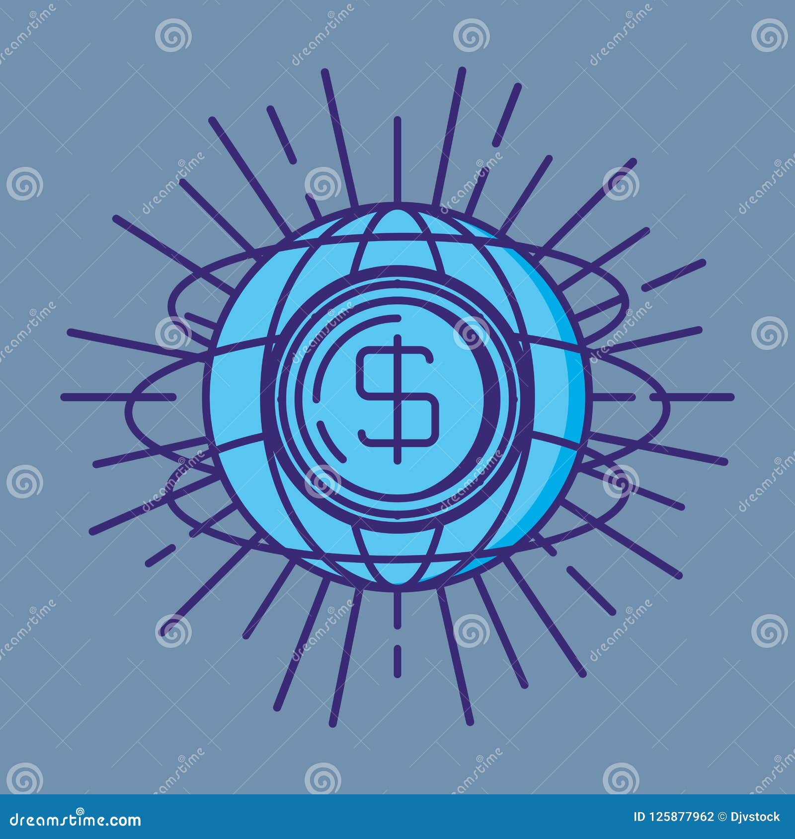 Sphere planet with coin stock vector. Illustration of coin - 125877962