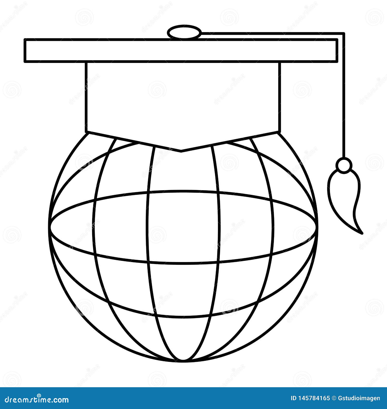 Sphere Planet with Hat Graduation Stock Illustration - Illustration of ...