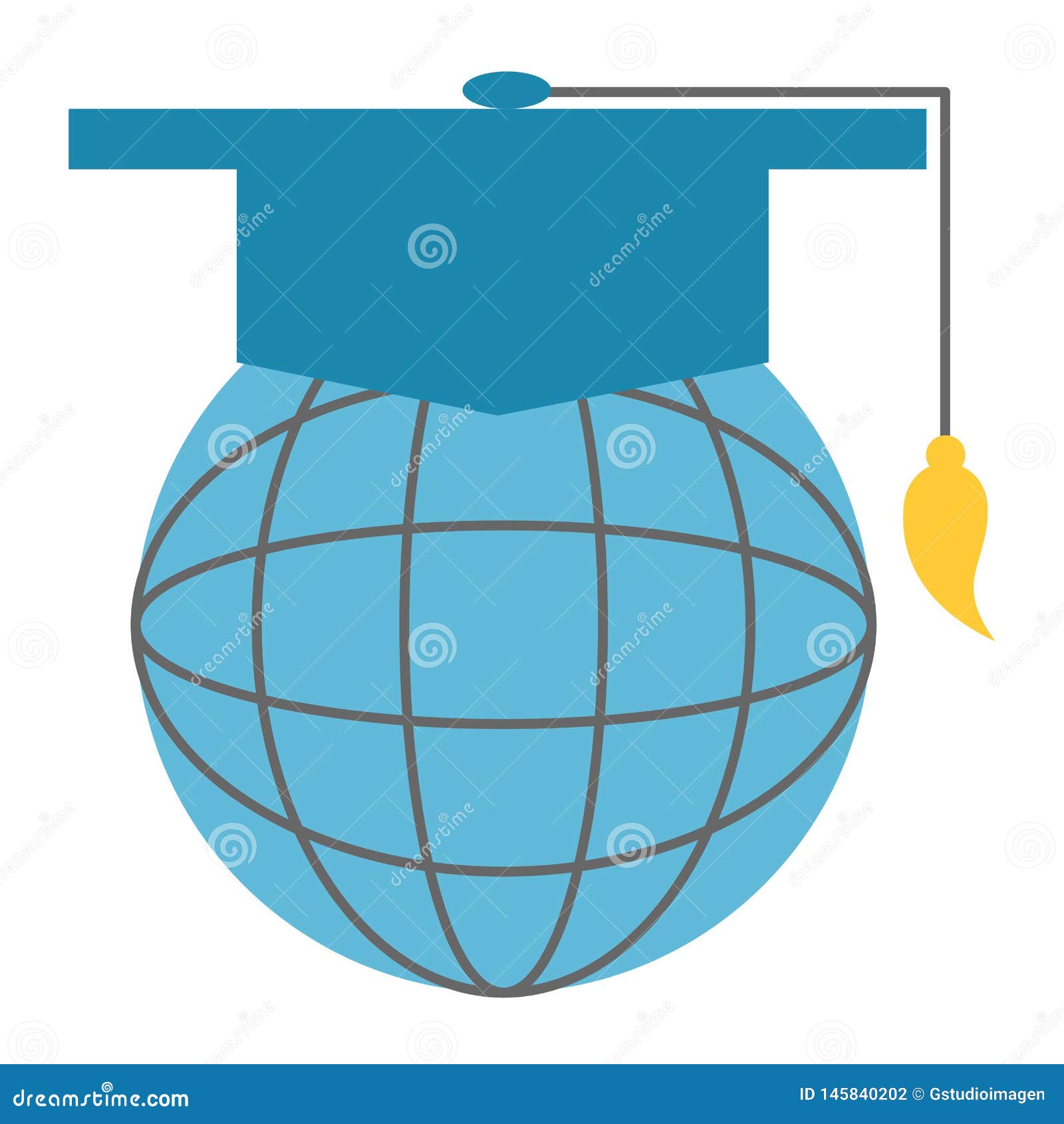 Sphere Planet with Hat Graduation Stock Illustration - Illustration of ...