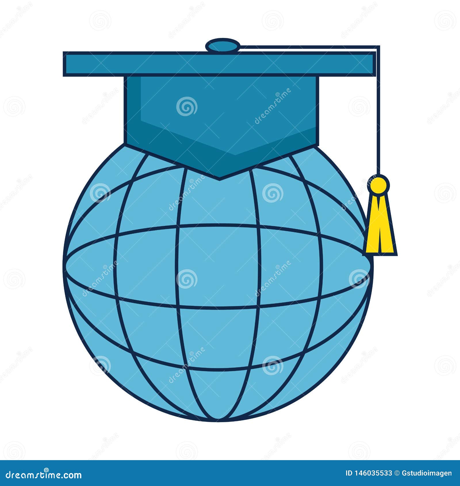 Sphere Planet with Hat Graduation Stock Illustration - Illustration of ...