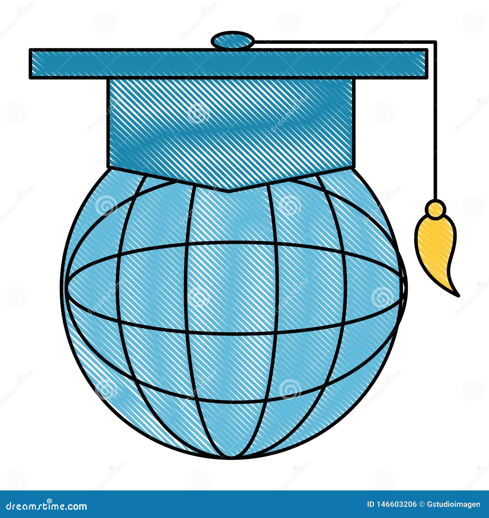 Sphere Planet with Hat Graduation Stock Illustration - Illustration of ...