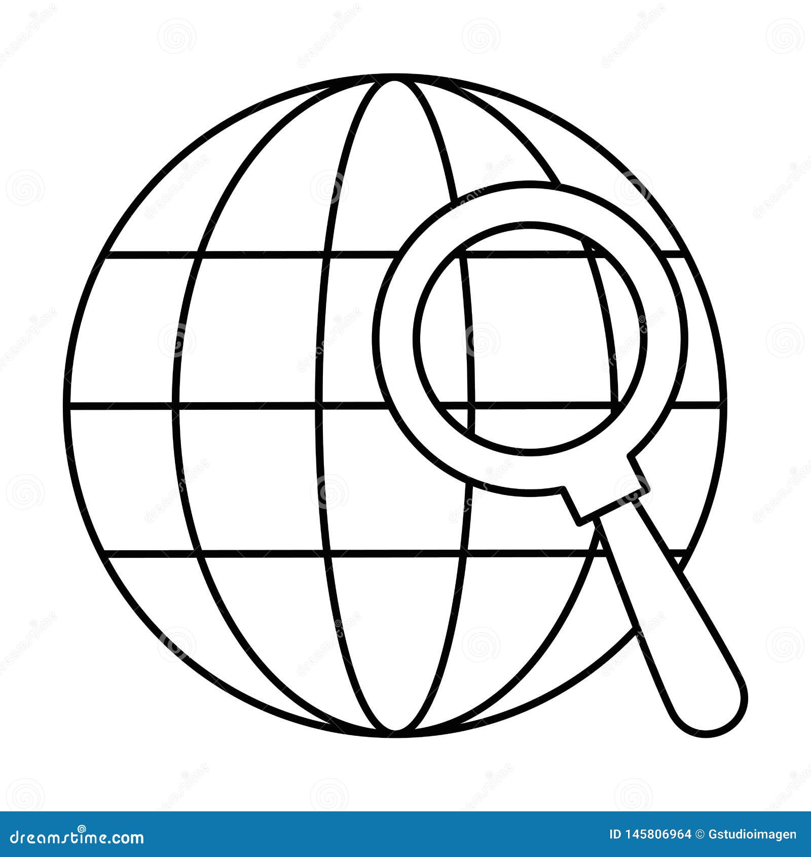 Sphere Planet with Magnifying Glass Stock Illustration - Illustration ...