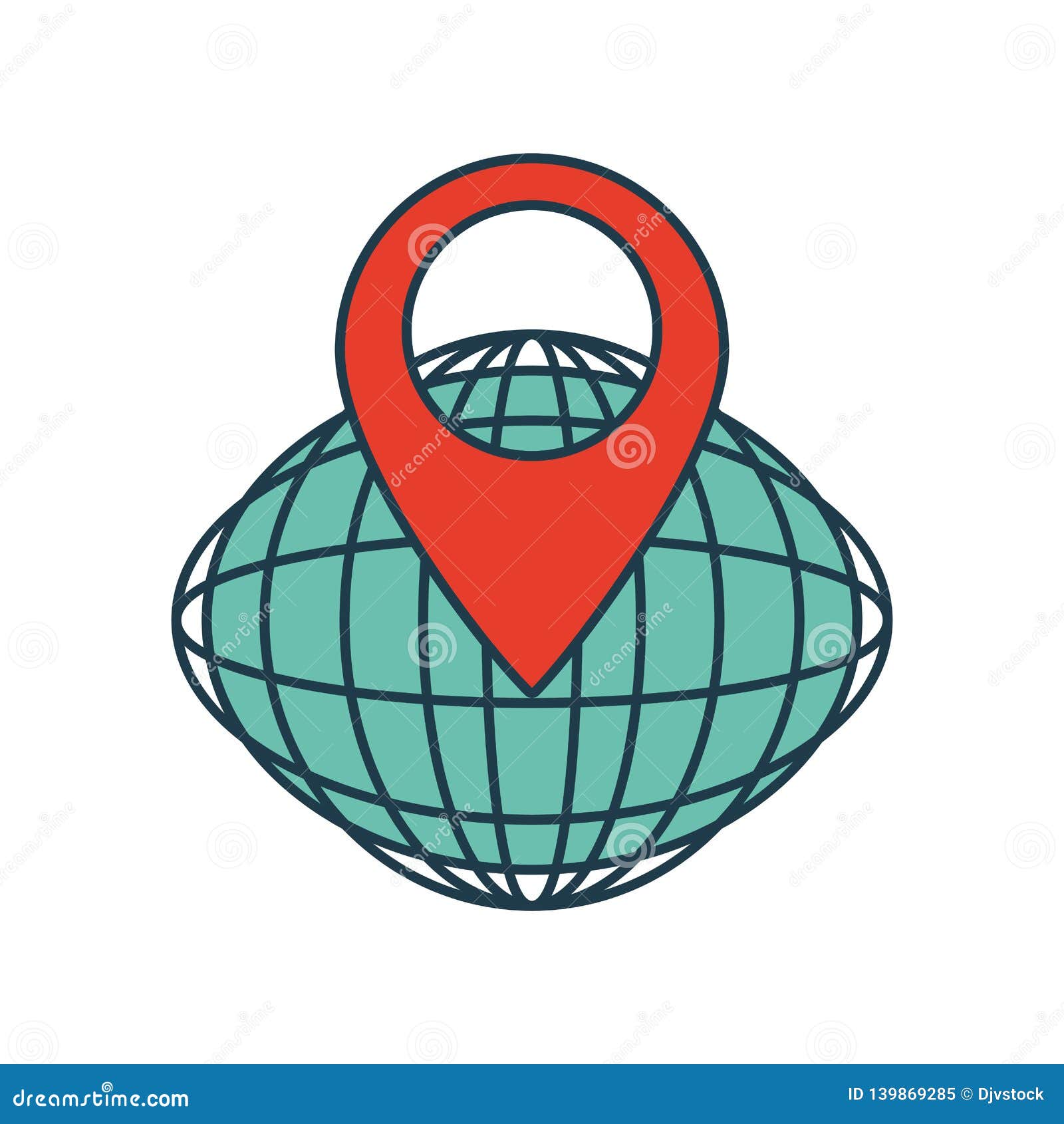 Sphere Planet with Pins Location Stock Vector - Illustration of travel ...