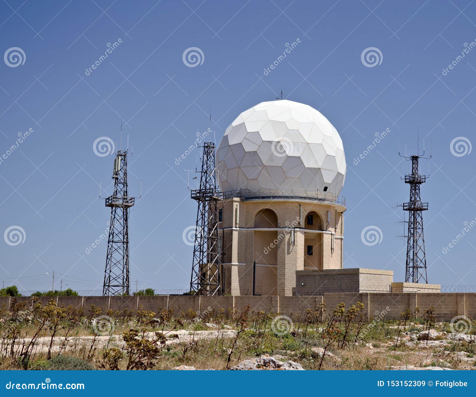 Sphere Radar Located at Dingli Cliffs. Malta Stock Image - Image of ...