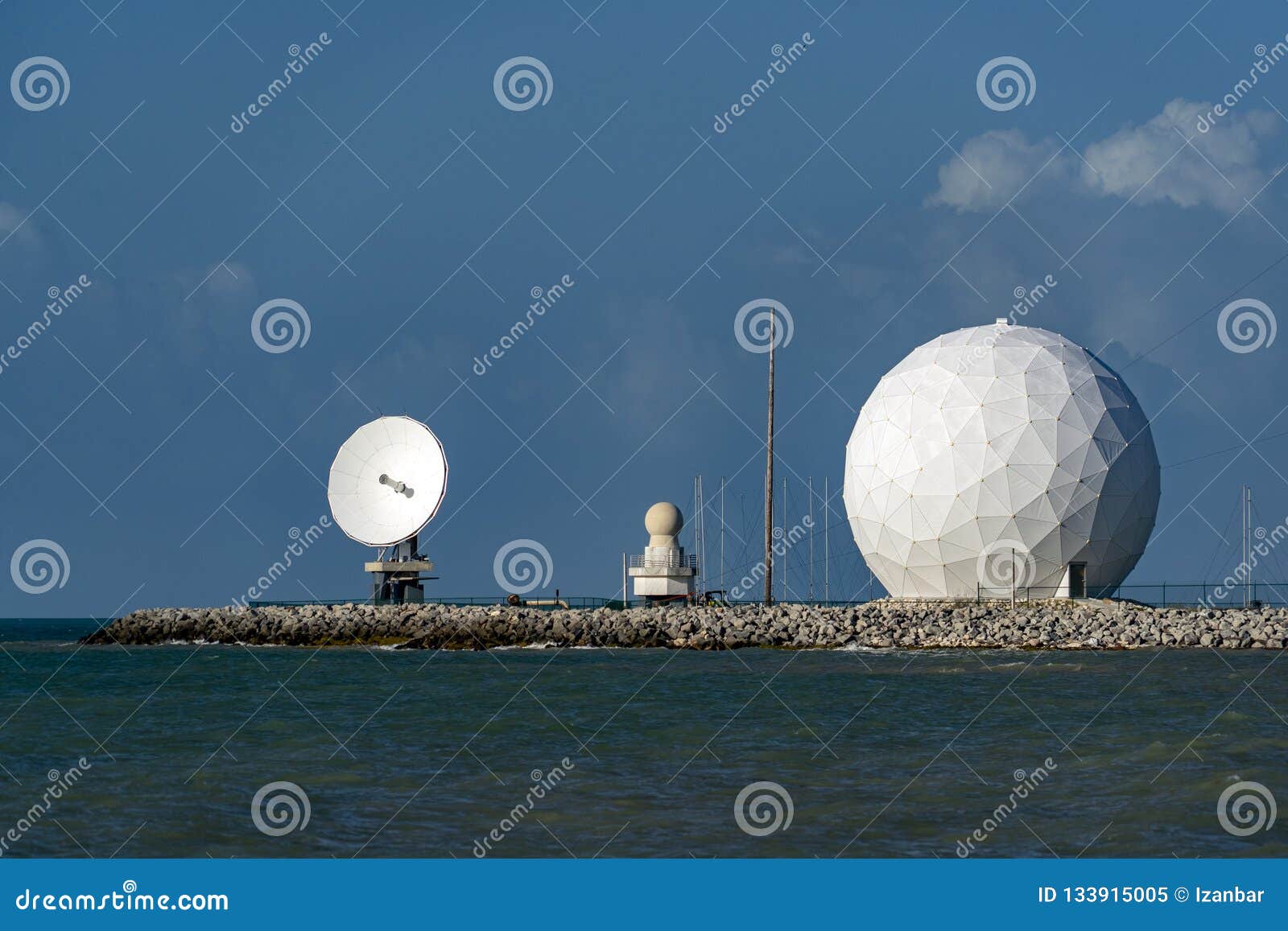 Sphere radar on blue sky stock image. Image of weather - 133915005