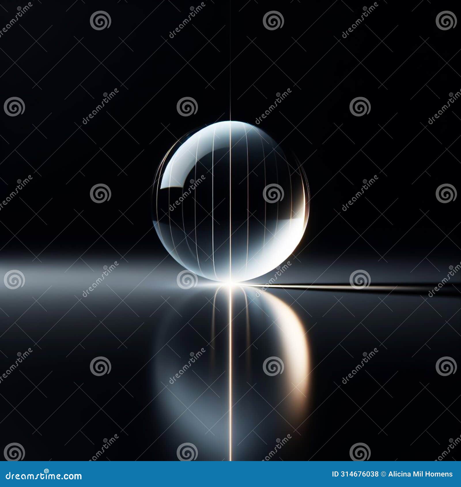 Sphere with Refraction and Holographic Effect Light on Dark Background ...