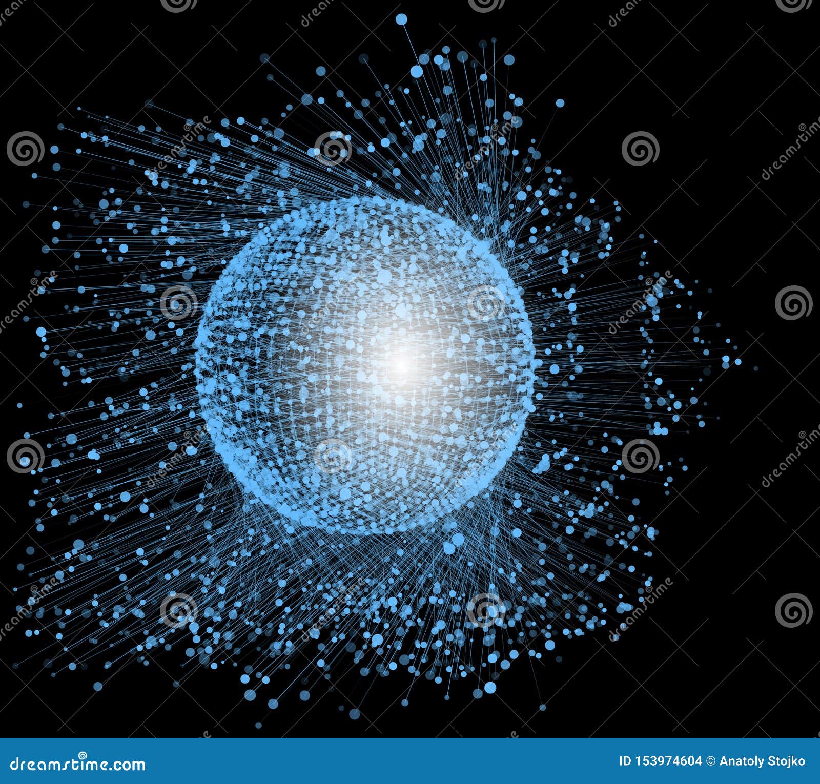 Sphere Shape from Particles in Chaotic Cloud. Vector Particles ...