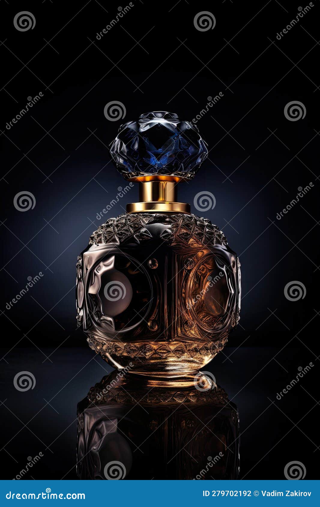Sphere Shaped Bottle of Luxury Perfume on Black Background with ...