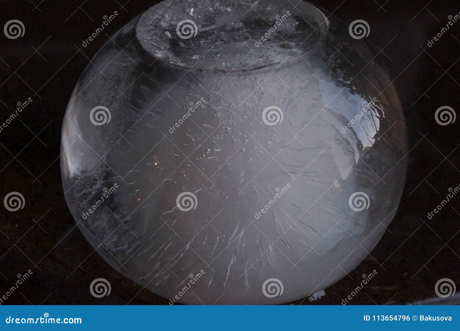 Sphere Shaped Crystal of Ice Stock Photo - Image of shaped, black ...