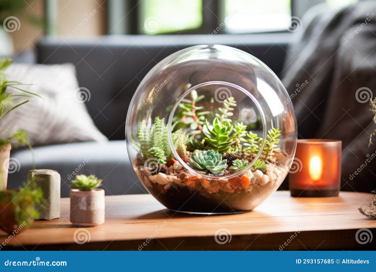 Sphere-shaped Terrarium with Succulent Plants Inside Stock Image ...