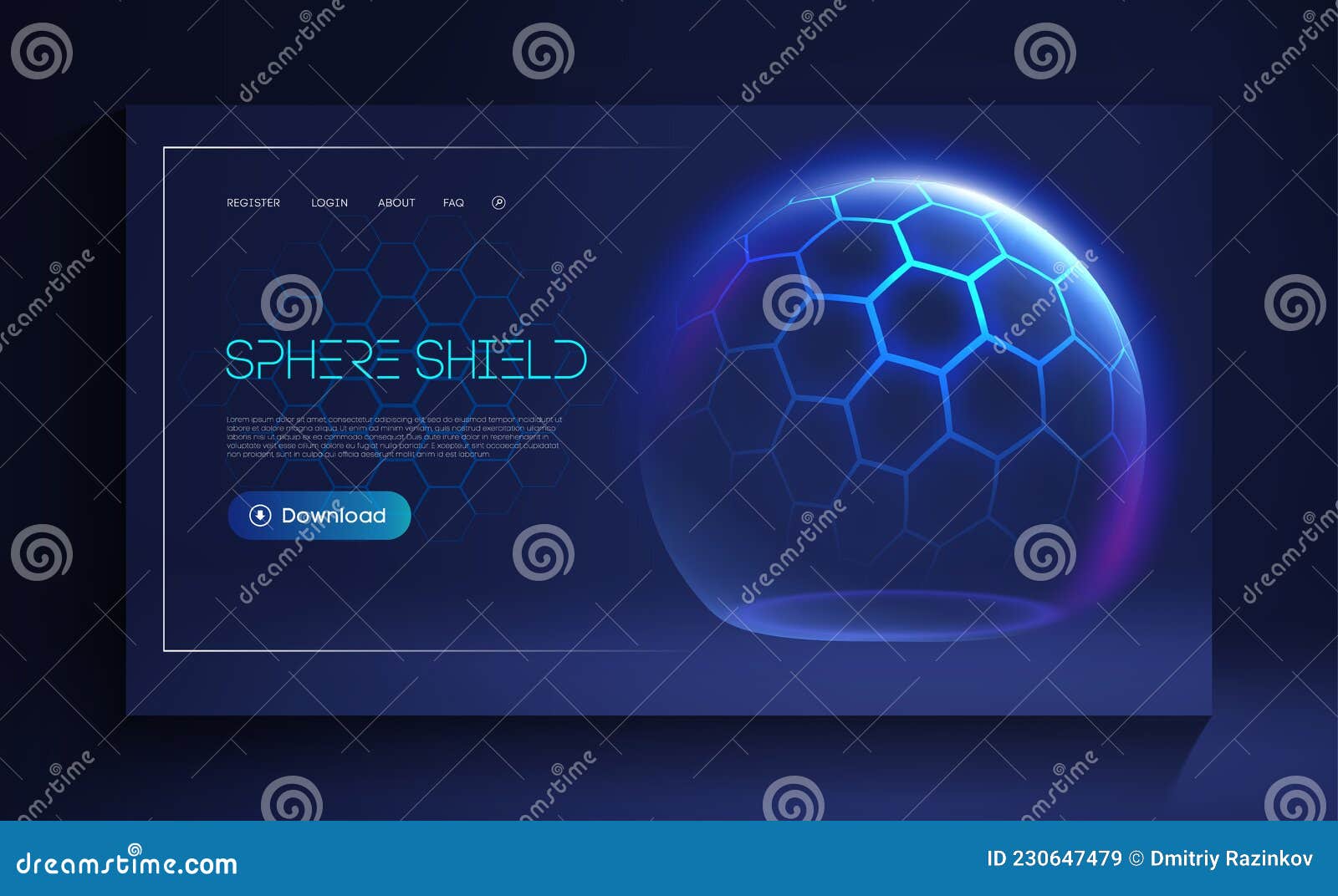 Sphere Shield with Hexagon Pattern. Virus Protection Bubble. Sphere ...