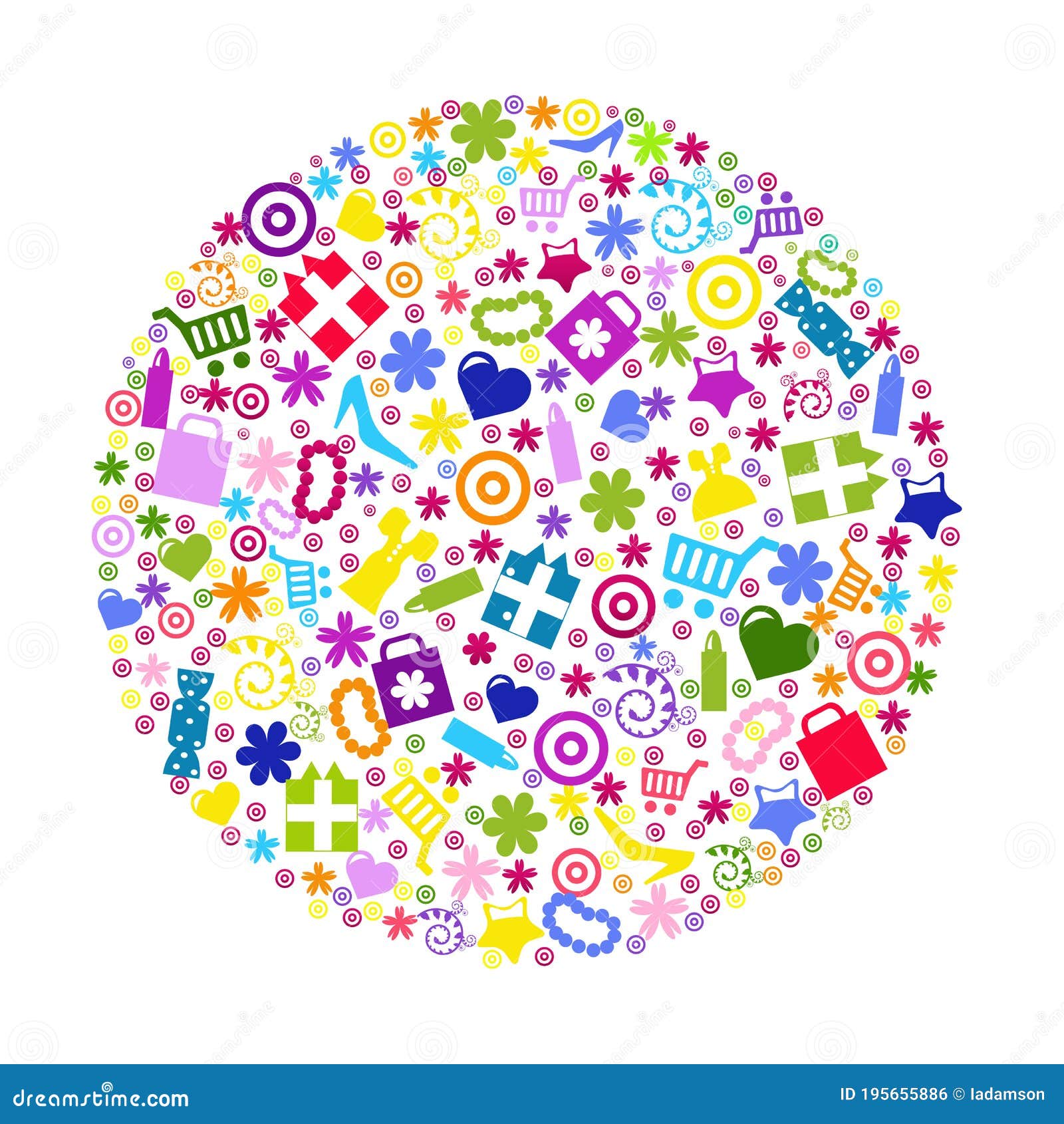 Sphere with Shopping Icons stock vector. Illustration of graphic ...