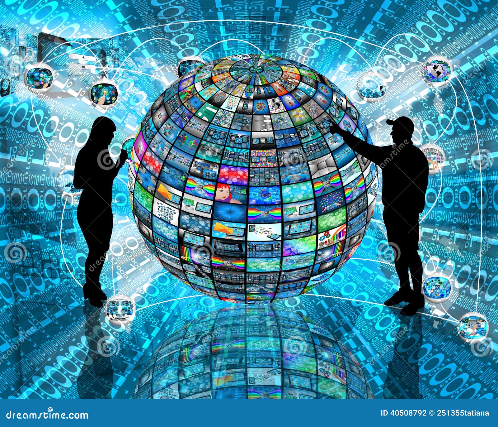 Sphere and silhouettes stock illustration. Illustration of media - 40508792