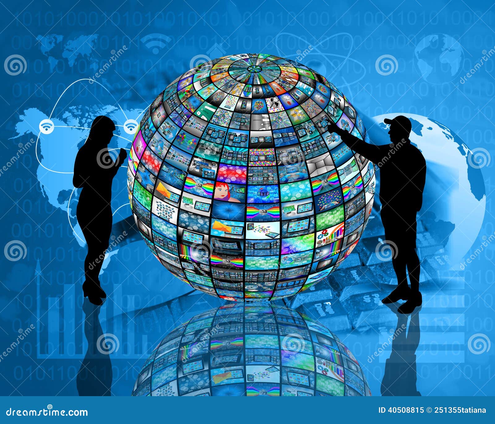 Sphere and silhouettes stock illustration. Illustration of choice ...