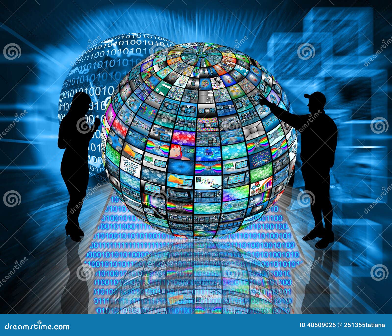Sphere and silhouettes stock illustration. Illustration of digital ...