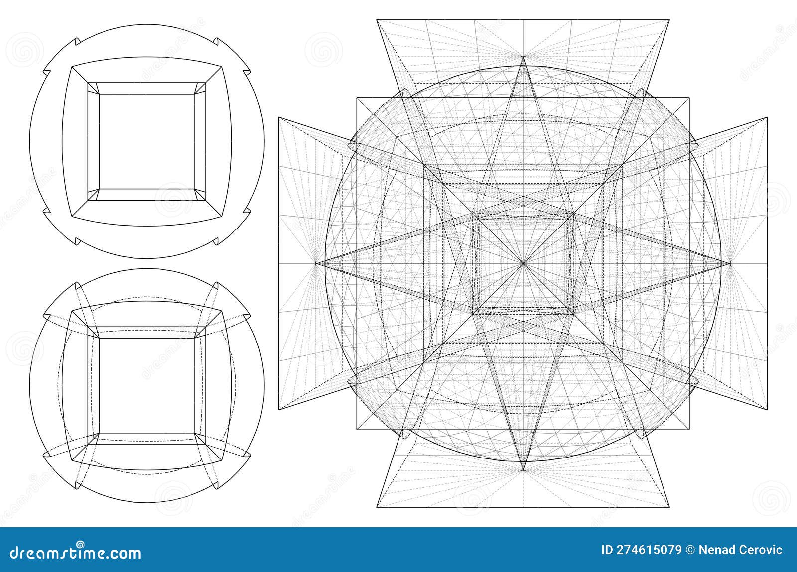 Sphere and Six Pyramids Subtraction Vector. Sphere Subtraction with ...